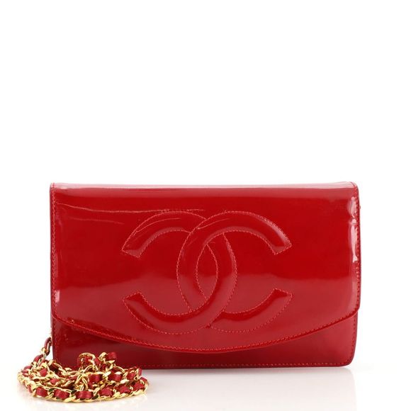 CHANEL | Bags | Chanel Vintage Timeless Wallet On Chain Patent Red ...